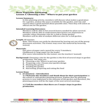 Lesson 1, Basic School Vegetable Gardening - Choosing a Site, Where to ...