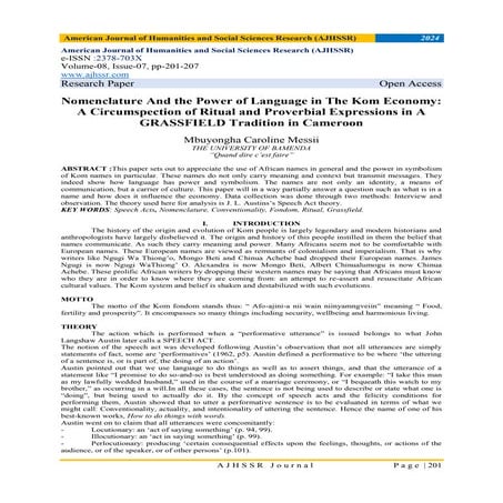 Nomenclature And the Power of Language in The Kom Economy: A ...