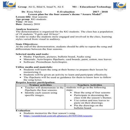 Four seasons lesson plan for kg | PDF