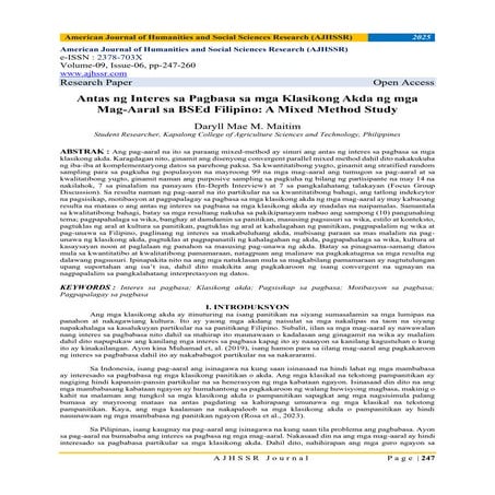 Antas ng Interes sa Pagbasa sa mga Klasikong Akda ng mga Mag-Aaral sa ...