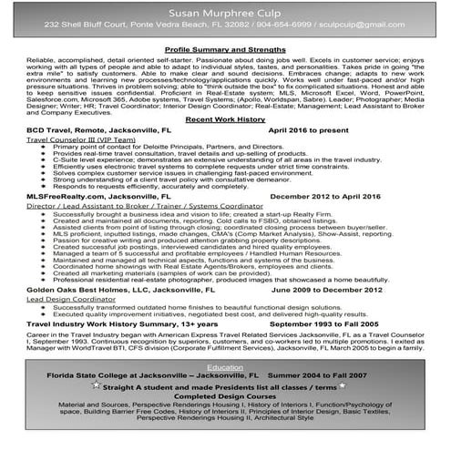 Resume susan murphree culp | PDF