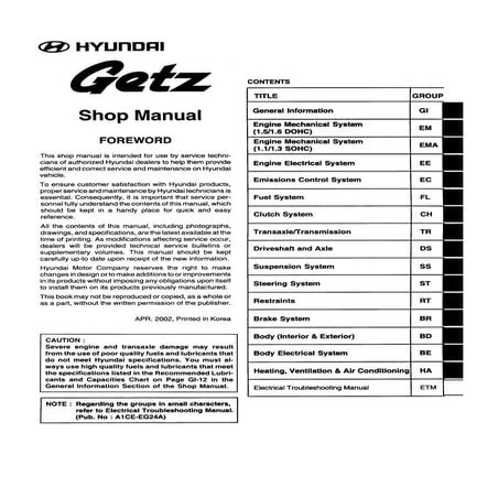 2004 Hyundai Getz Service Repair Manual | PDF