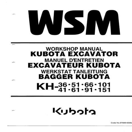Kubota KH41 Excavator Service Repair Manual | PDF