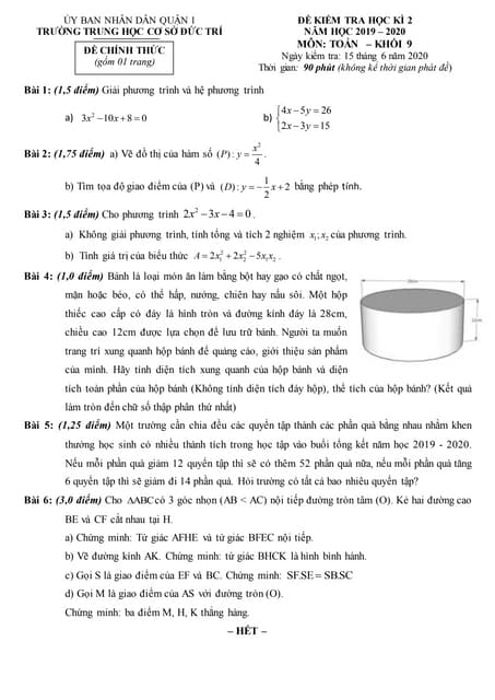 Đề Thi HK2 Toán 7 - THCS Nguyễn Văn Linh | PDF