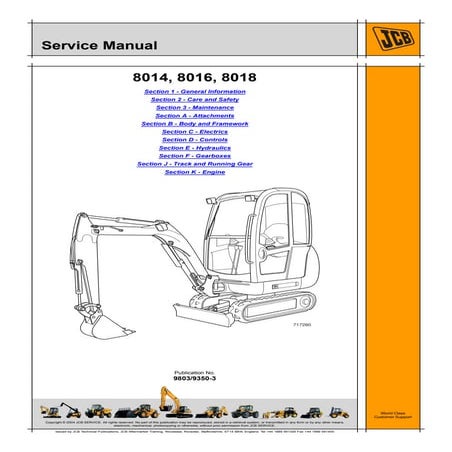 JCB 8014 MINI EXCAVATOR Service Repair Manual SN: 1505500 to 1506499 | PDF