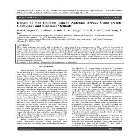 Design Of Non Uniform Linear Antenna Arrays Using Dolph Chebyshev And