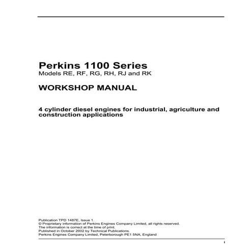 PERKINS 1100 SERIES RK DIESEL ENGINE Service Repair Manual | PDF