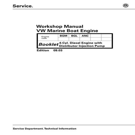 Volkswagen SDI 1.9L 40-4 Diesel Marine Engine Service Repair Manual | PDF