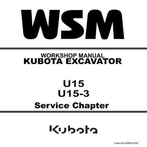 KUBOTA U15-3 MICRO EXCAVATOR Service Repair Manual | PDF