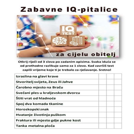 Zabavne IQ pitalice za nadarene | DOCX