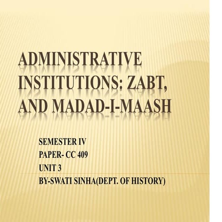 Zabti system and madad e mash in medieval India | PDF