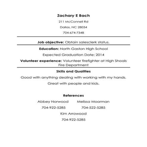 Zachary e bach resume | DOCX