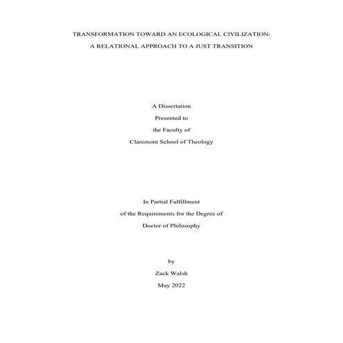 Transformation Toward An Ecological Civilization: A Relational ...