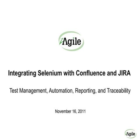 Selenium Integration With Confluence And Jira Using Zagile Teamwork Ppt