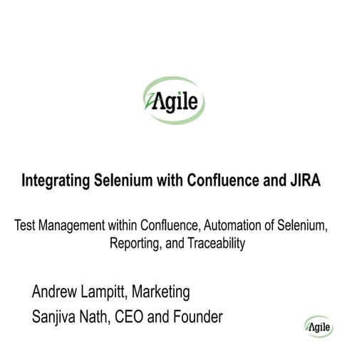 Test Management And Automation With Selenium Confluence Jira Using