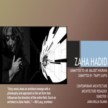 Presentation on architect zaha hadid and her work | PPTX