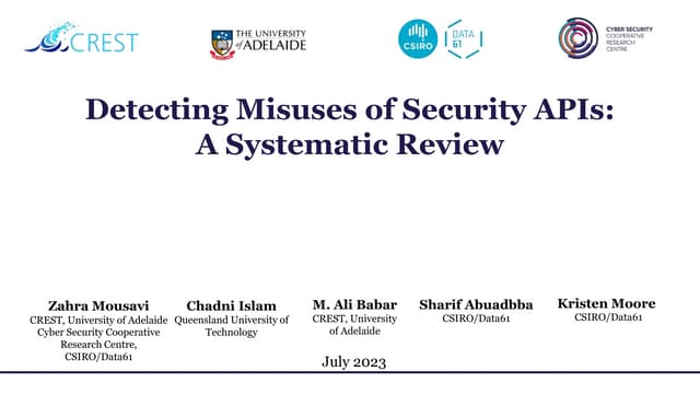 Detecting Misuses of Security APIs: A Systematic Review | PPTX Detecting Misuses of Security APIs: A Systematic Review | PPTX