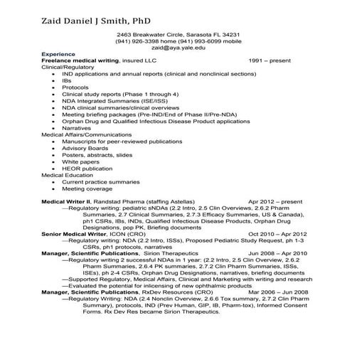 Zaid Daniel Smith resume | DOCX