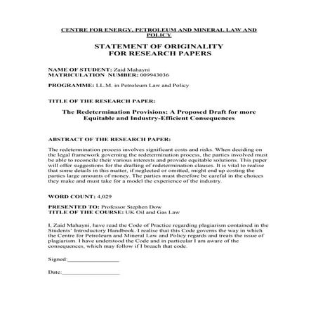 Zaid Mahayni - Redetermination Provisions - CEPMLP 2000-2001 | PDF