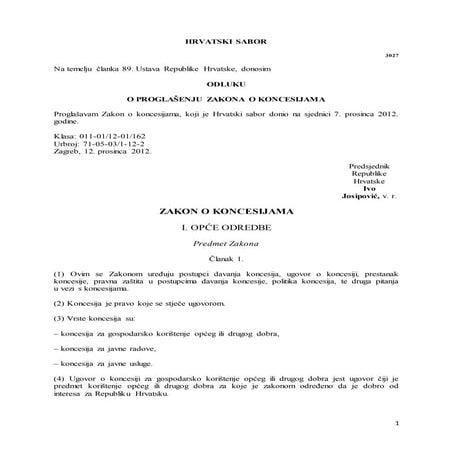 Zakon o koncesijama | PDF