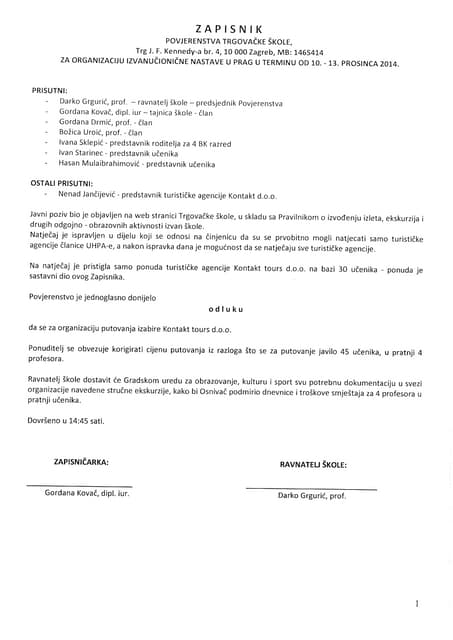 Zapisnik pov-skole-dvorana-ztk | PDF