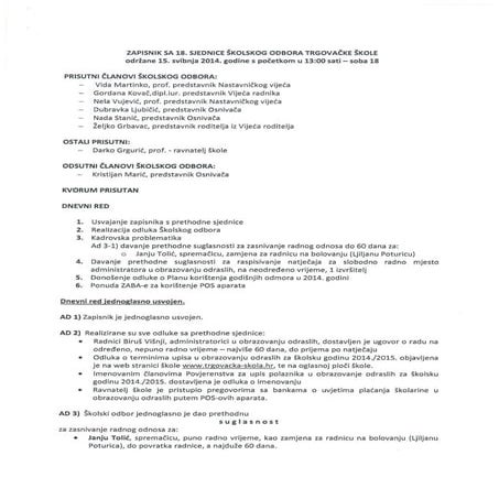 Zapisnik 18-sjed-sk-od-2014 | PDF
