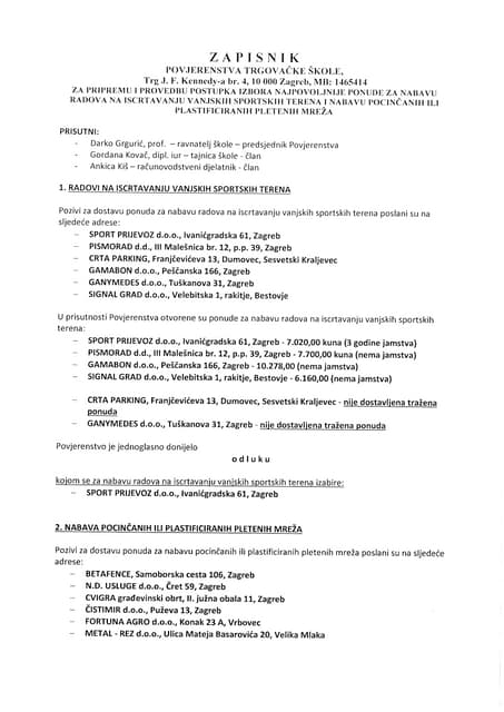 Zapisnik pov-skole-dvorana-ztk | PDF