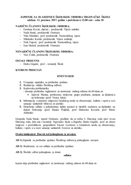 Zapisnik sa 62. sjednice - 2020. | PDF