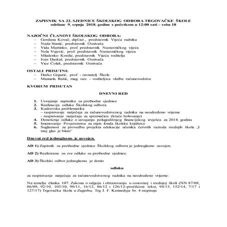 Zapisnik sa 32. sjednice - 2018. | DOCX