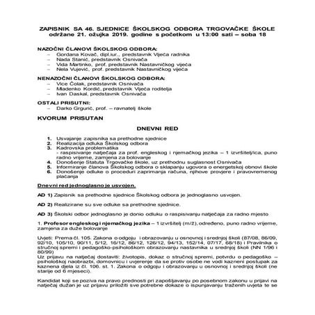 Zapisnik sa 46. sjednice - 2019. | DOCX