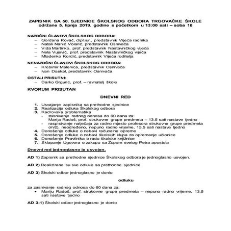 Zapisnik sa 50. sjednice - 2019. | DOCX