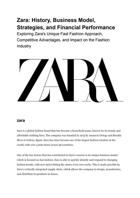 Zara Case Study (Value Chain Management) | PPT