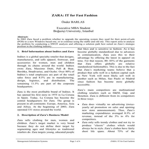 Zara It For Fast Fashion | PDF