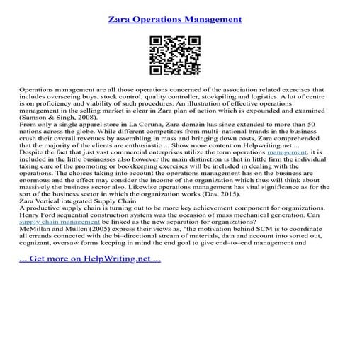 Zara Operations Management | PDF