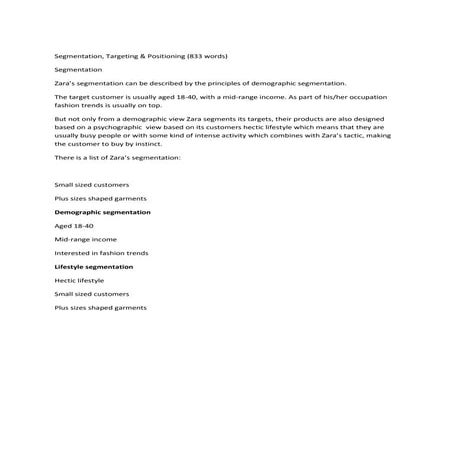 Zara segmentation by | DOC