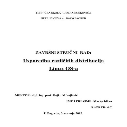 Usporedba različitih distribucija Linux OS-a | PDF