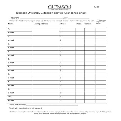 Extension attendance sheet[1] | PDF