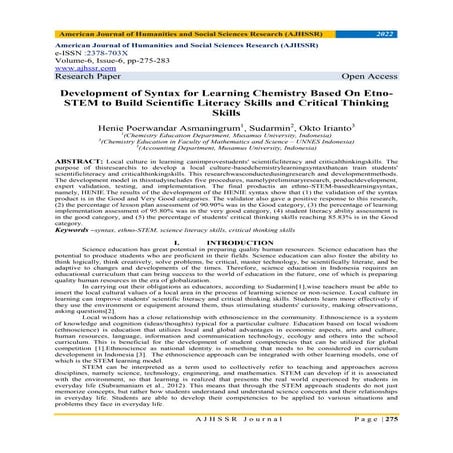 Development of Syntax for Learning Chemistry Based On EtnoSTEM to Build ...
