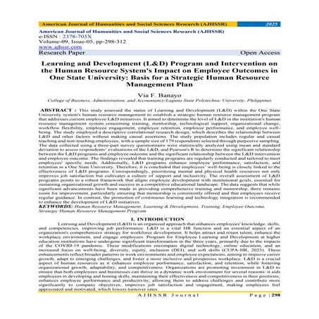 Learning and Development (L&D) Program and Intervention on the Human ...