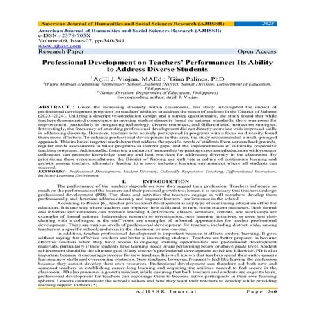 Professional Development on Teachers’ Performance: Its Ability to ...