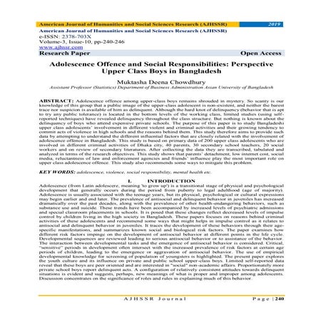 Adolescence Offence and Social Responsibilities: Perspective Upper ...