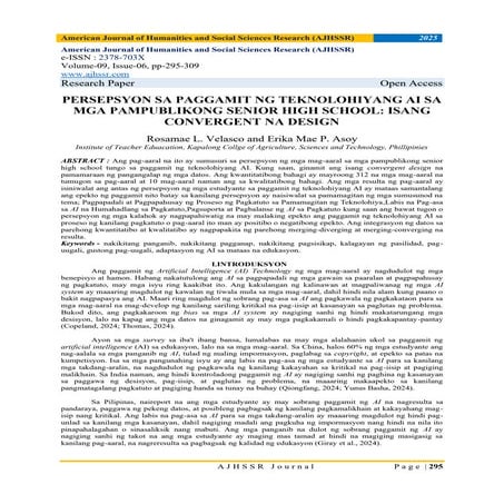 PERSEPSYON SA PAGGAMIT NG TEKNOLOHIYANG AI SA MGA PAMPUBLIKONG SENIOR HIGH SCHOOL: ISANG ...