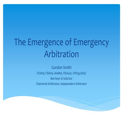 Emergency Arbitrator: Overseas Experience and Russian Arbitration Law | PPT