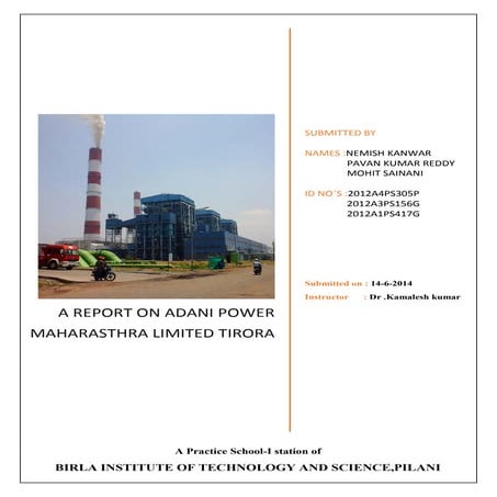 Adani Power, Tirora- Project Report | PDF