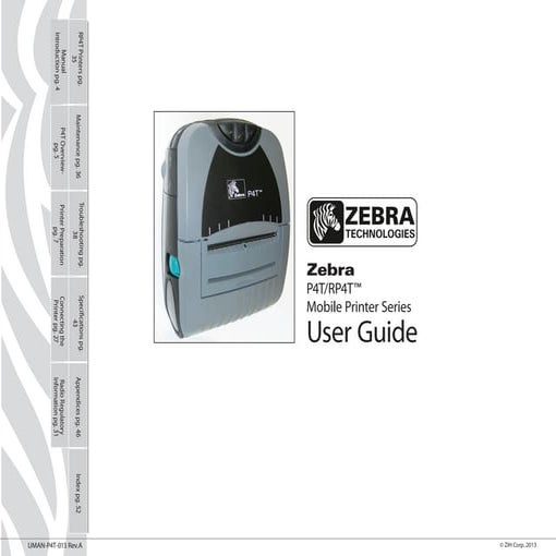 지브라프린터 Zebra P4t 열전사감열 모바일프린터 매뉴얼 Pdf Technology And Computing