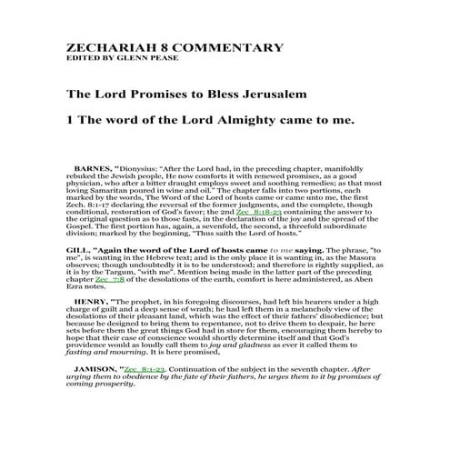 Zechariah 8 commentary | PDF