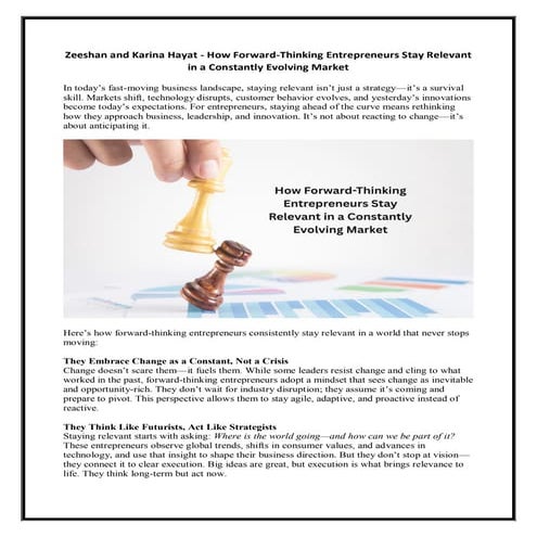 Zeeshan and Karina Hayat - How Forward-Thinking Entrepreneurs Stay Relevant in a Constantly ...