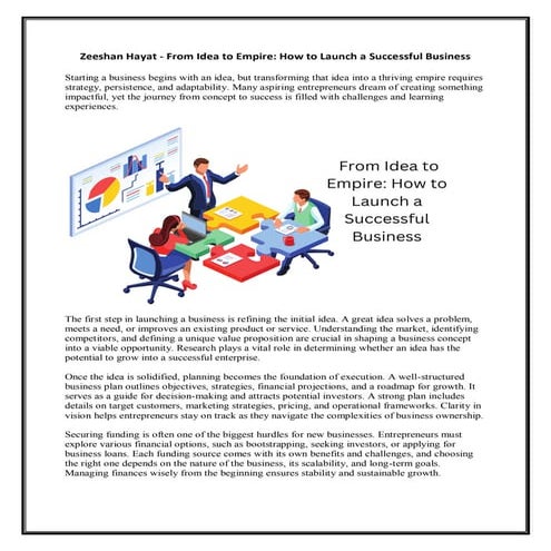 Zeeshan Hayat - From Idea to Empire - How to Launch a Successful ...
