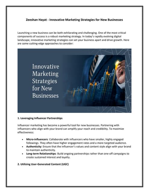 Zeeshan Hayat Innovative Marketing Strategies For New Businessespdf