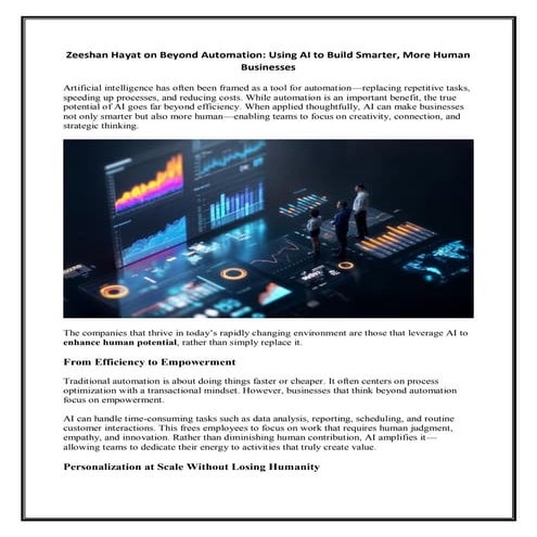 Zeeshan Hayat on Beyond Automation - Using AI to Build Smarter, More ...